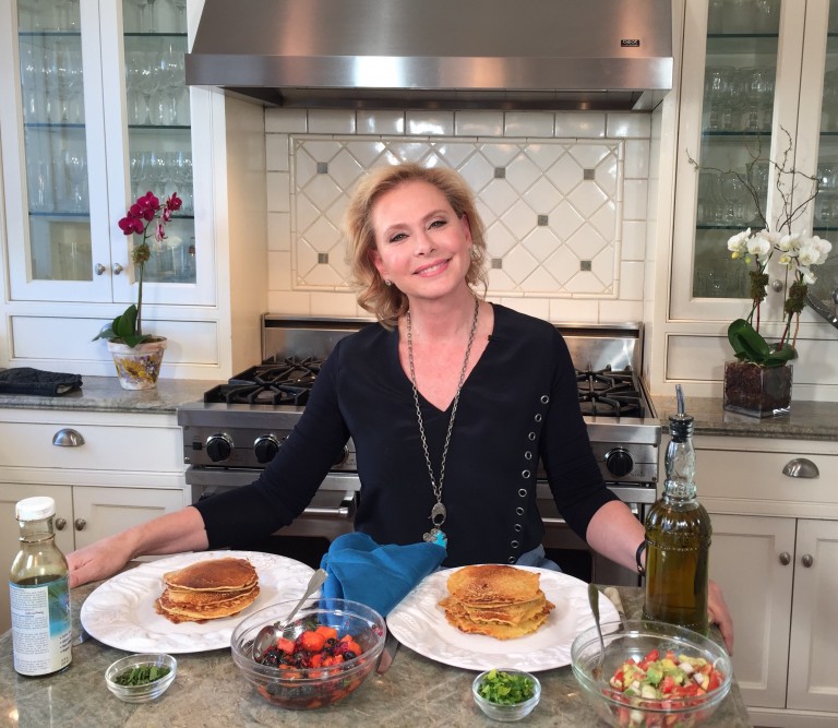 pam with pancakes - The Three Tomatoes