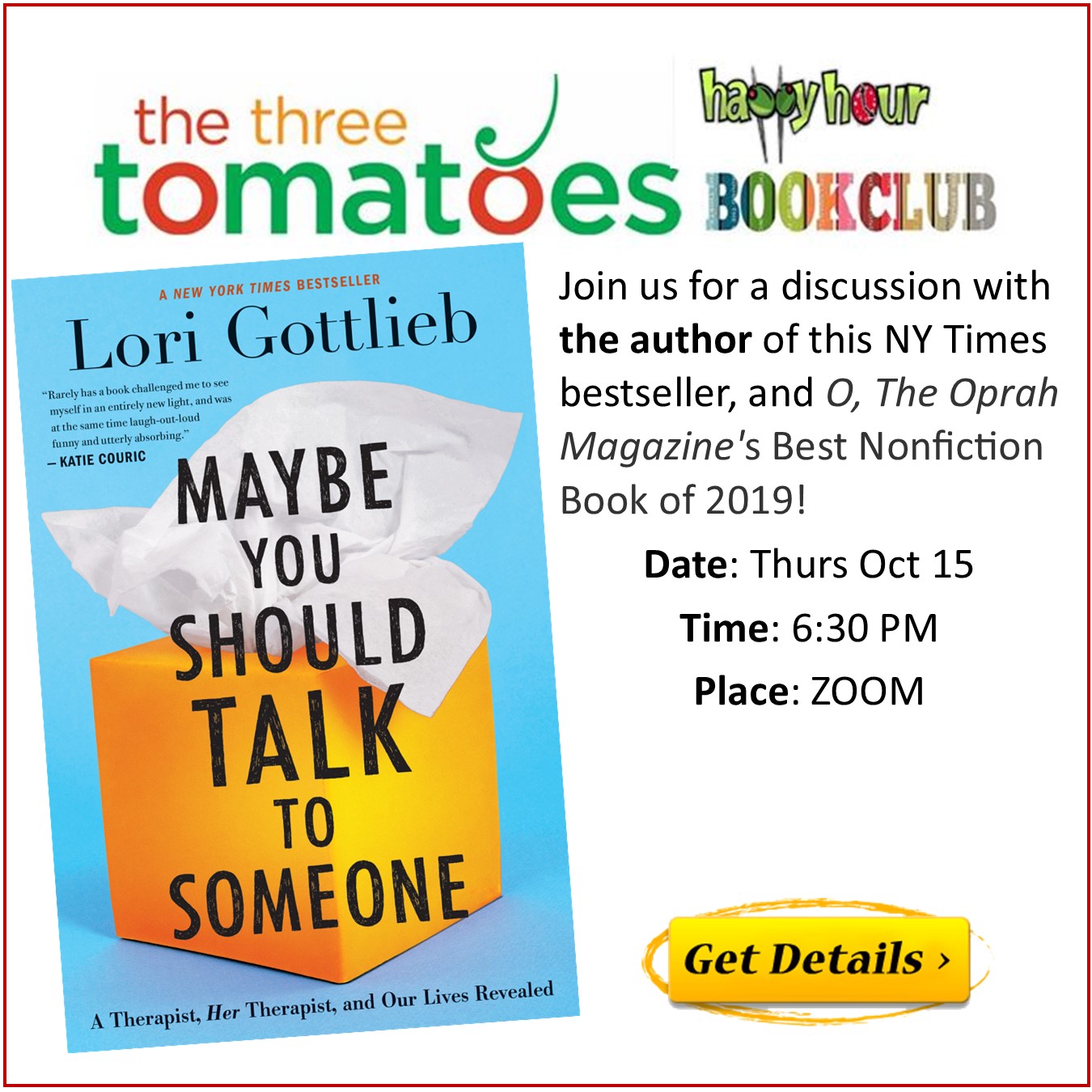 October Book Club Event - The Three Tomatoes