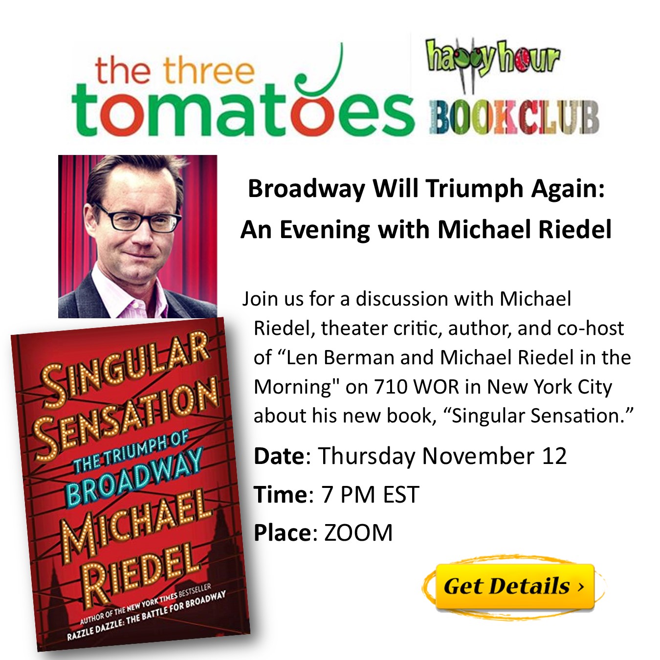 November Book Event: Michael Riedel - The Three Tomatoes