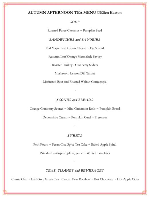Autumn Afternoon Tea Menu - The Three Tomatoes