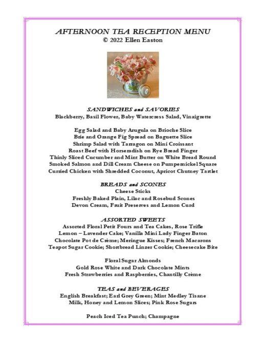 Afternoon Tea Reception Menu - The Three Tomatoes